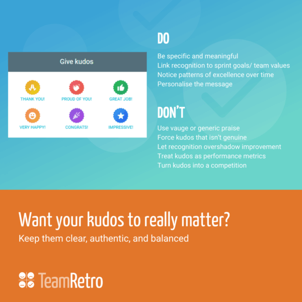 Giving kudos with Kudo Cards in Retrospectives | TeamRetro